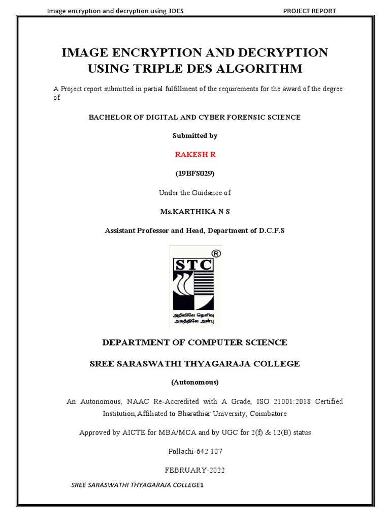 Image Encryption and Decryption Using Triple Des Algorithm: Submitted by | PDF | Python ...