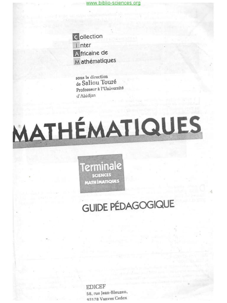 Correction de Mathématiques CIAM Terminales SM | PDF