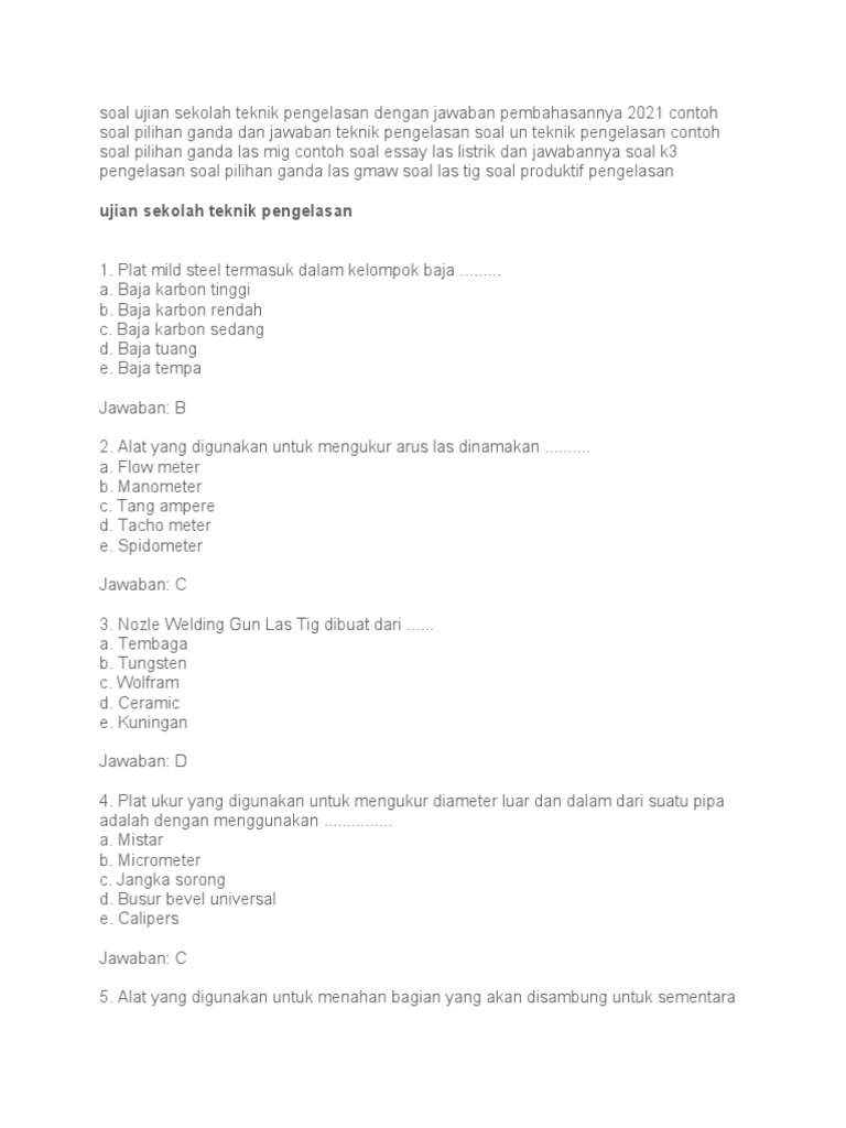 Soal Dasar-Dasar Las | PDF