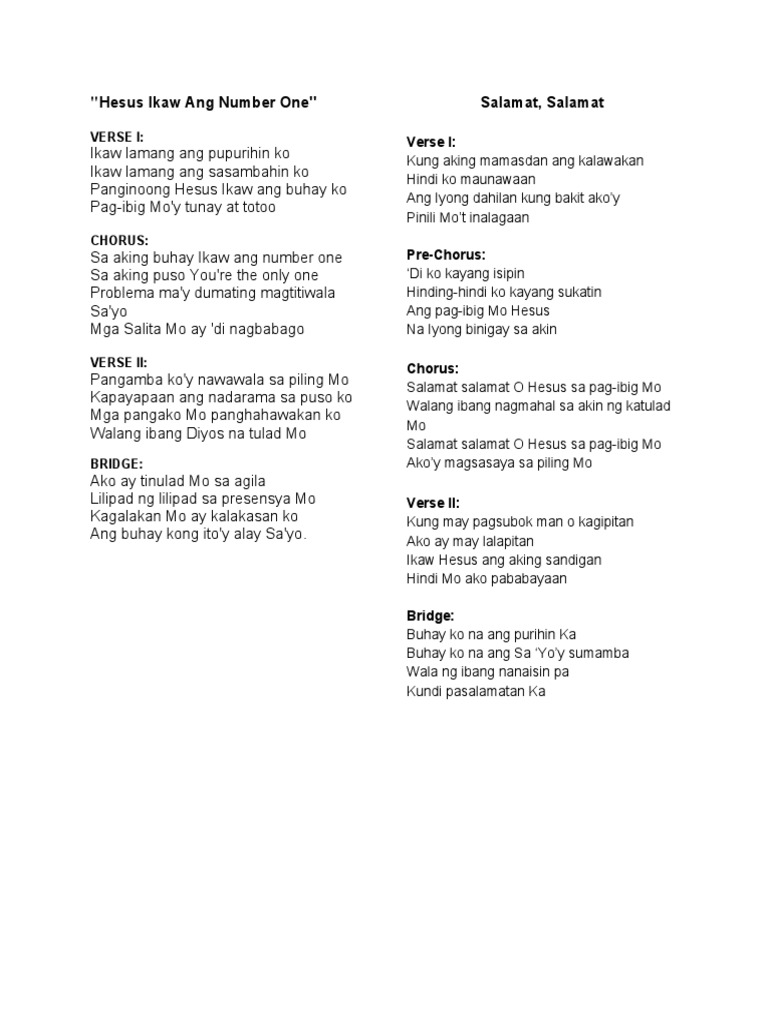 Hesus Ikaw Ang Number One | PDF