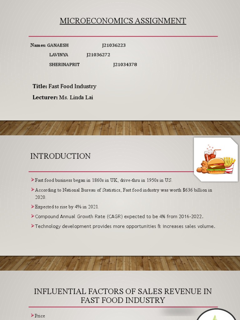 Microeconomics Assignment: Title: Fast Food Industry Lecturer: Ms ...