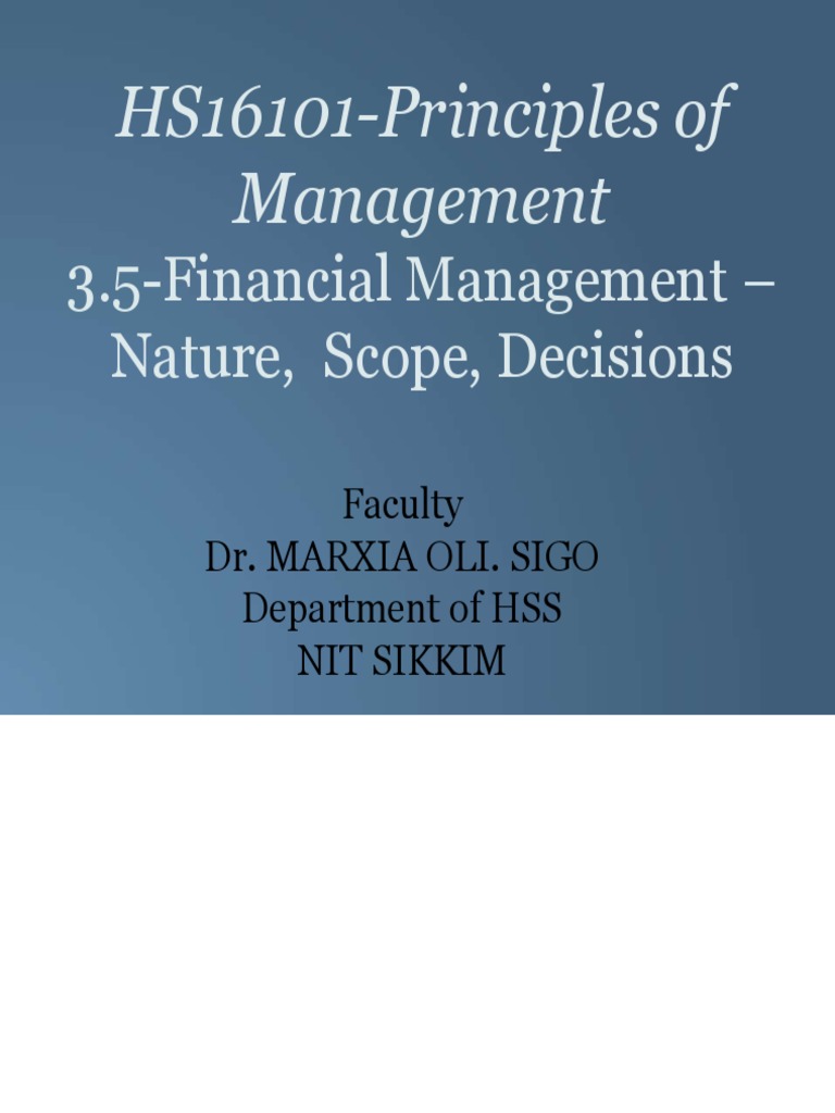 POM-3.5 - Financial Management-Nature, Scope, Decisions | PDF ...