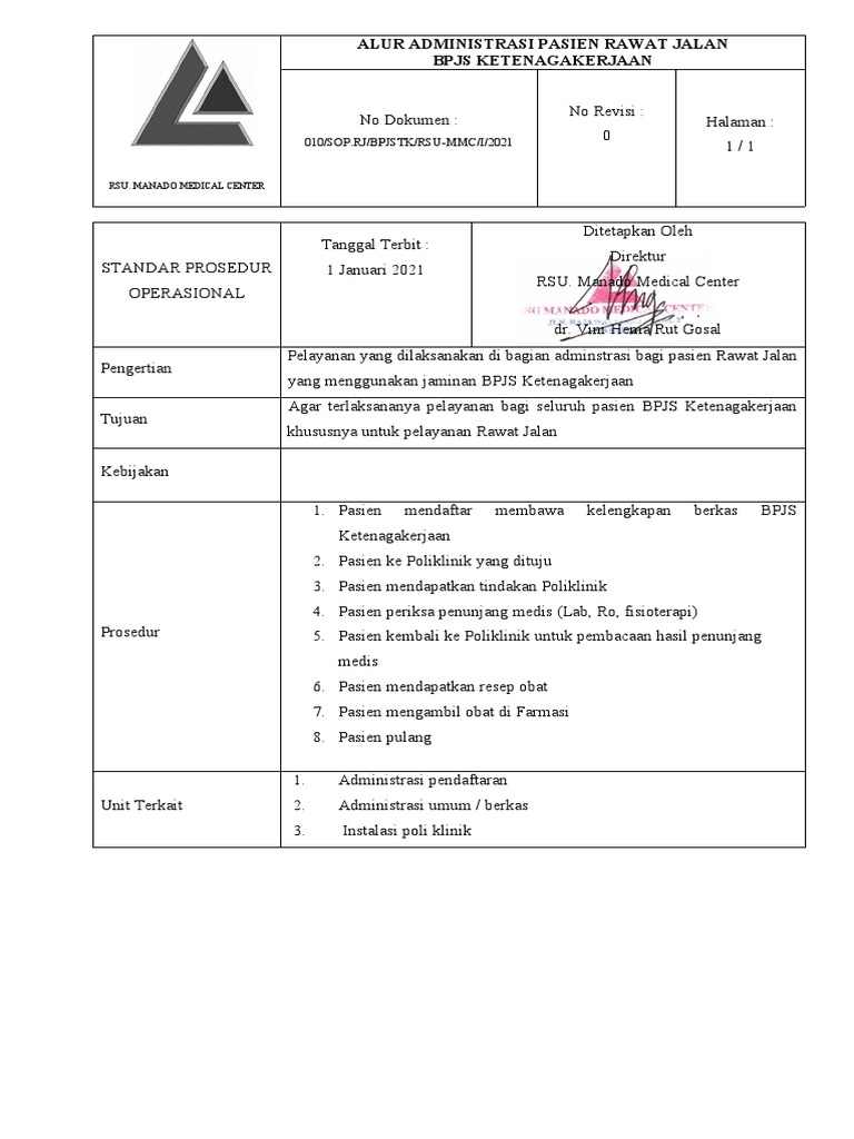 010 - SOP - BPJS Ketenagakerjaan Rawat Jalan | PDF