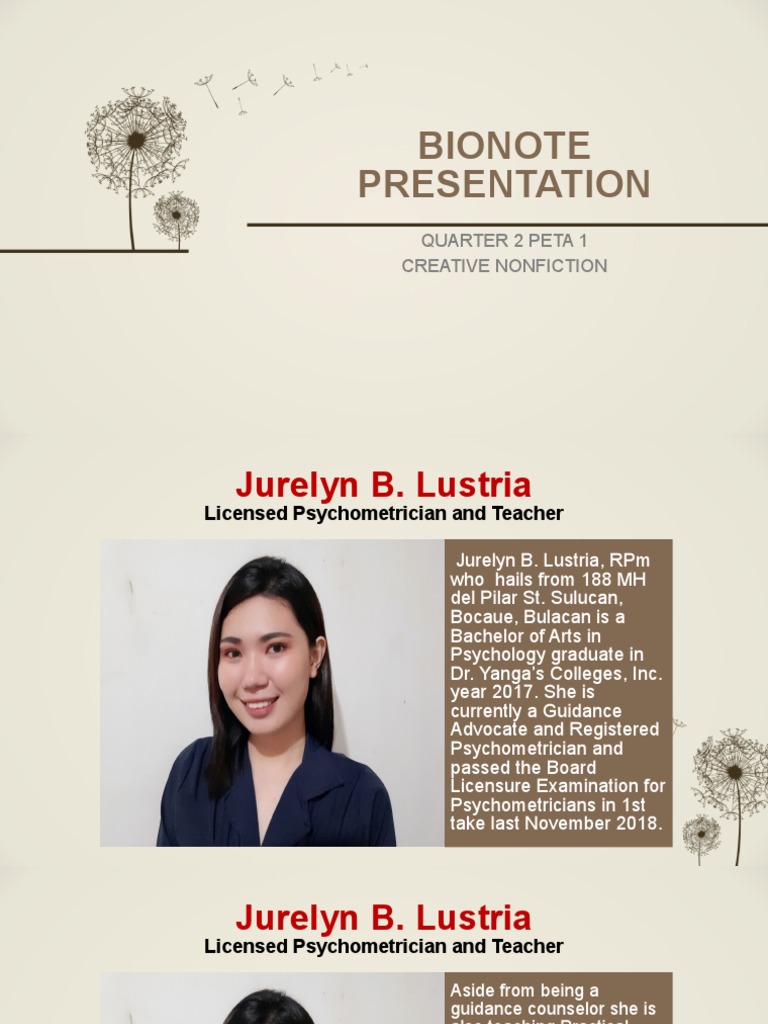 Licensed Psychologist Bionote Presentation | PDF | School Counselor ...