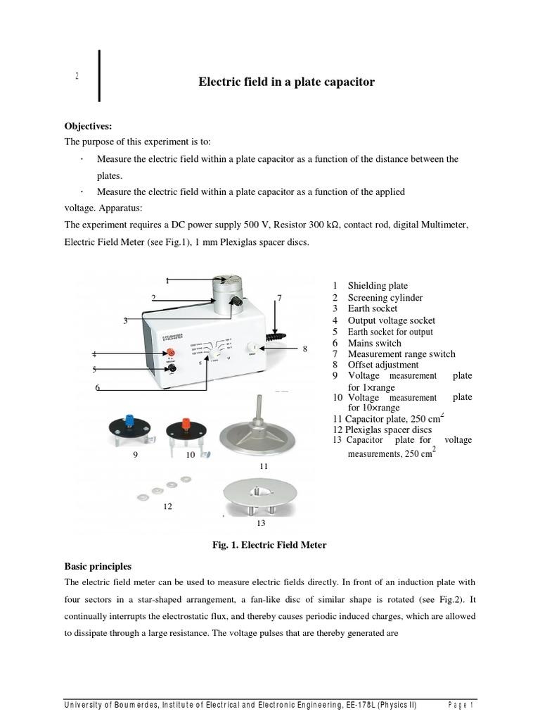 Electric Field Lab | PDF | Capacitor | Voltage