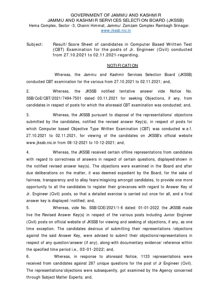 Consolidated Result Notice 12012022 | PDF