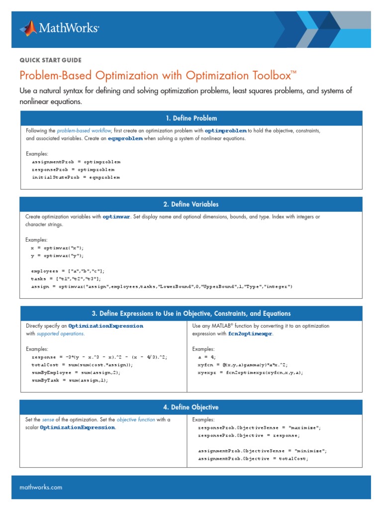 Problem Based Optimization With Optimization TB Cheat Sheet | PDF ...