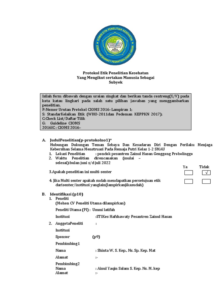 Berkas Protokol Penelitian Sudah | PDF