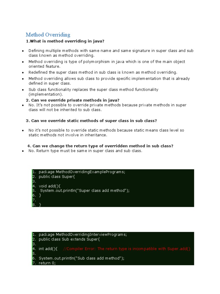 1what Is Method Overriding In Java Pdf Method Computer Programming Inheritance Object