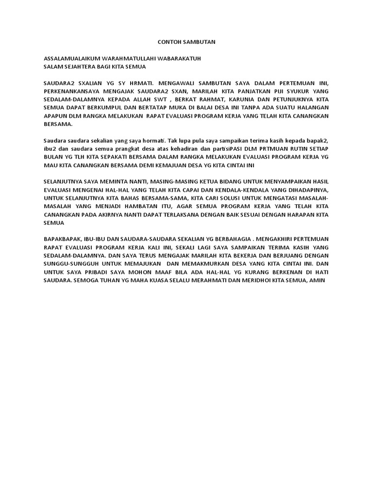 Contoh Sambutan | PDF