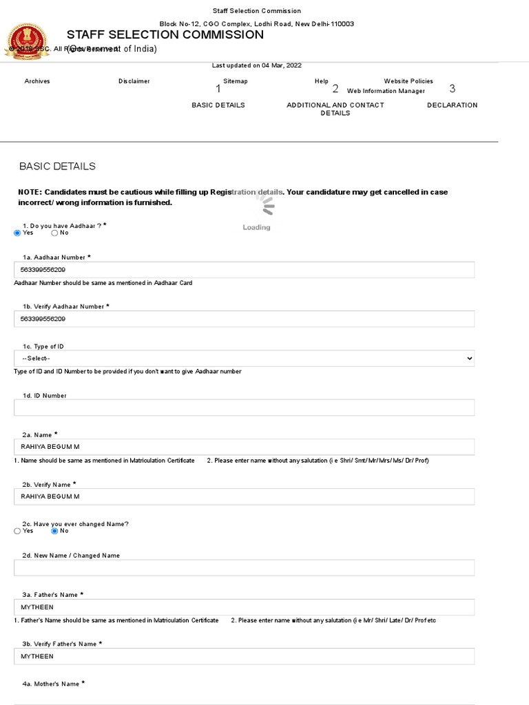 SSC Registration - Staff Selection Commission - GoI | PDF