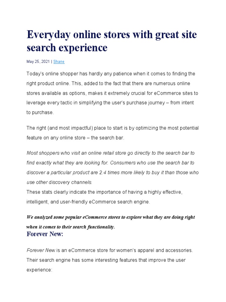 Everyday Online Stores With Great Site Search Experience | PDF | Online ...