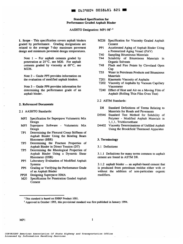Aashto MP1-98 | PDF