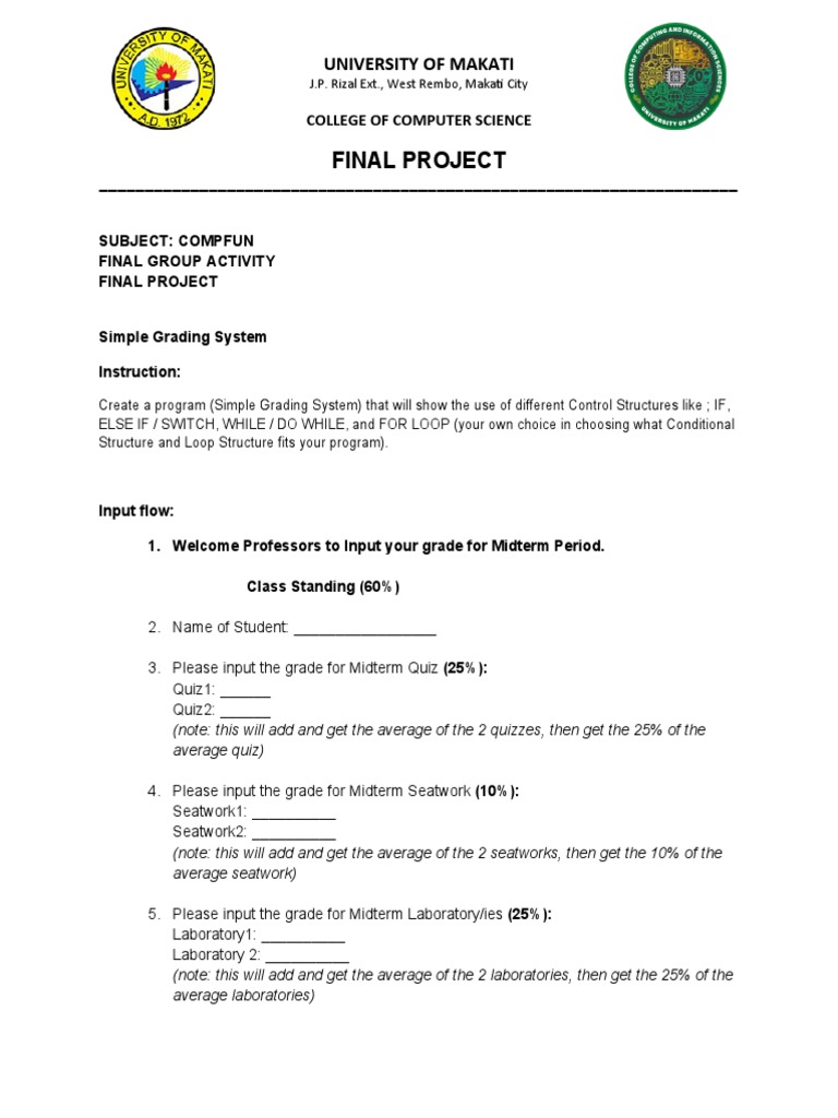 Simple Grading System Project | PDF | Quiz | Computing