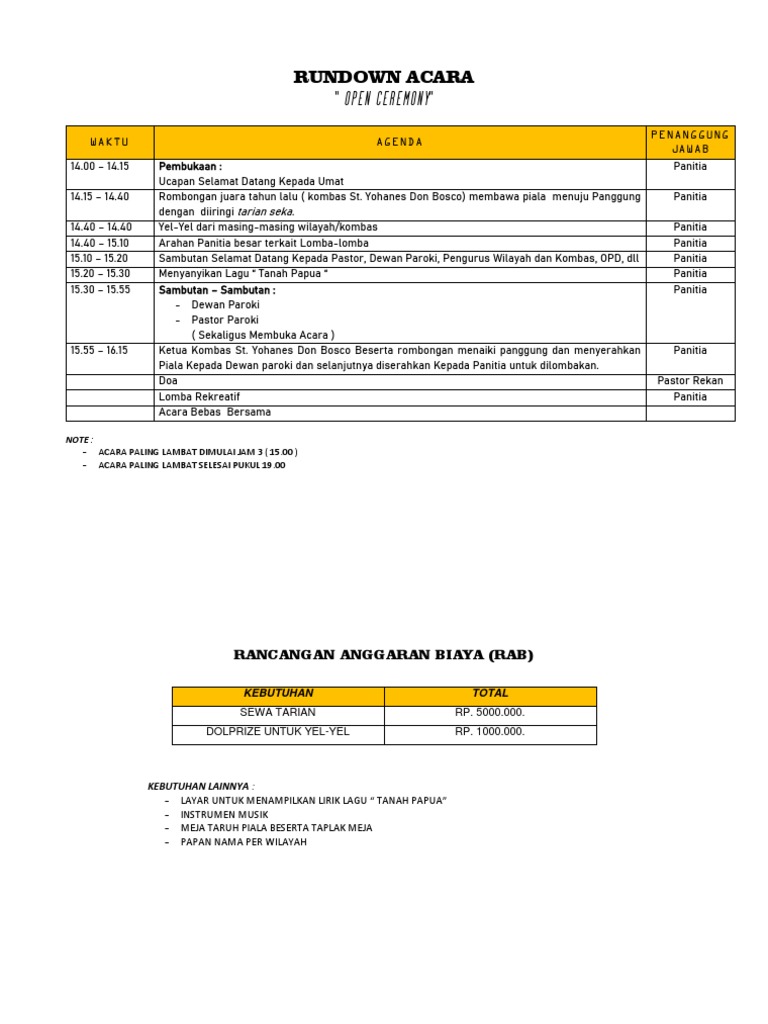 Rundown Acara | PDF