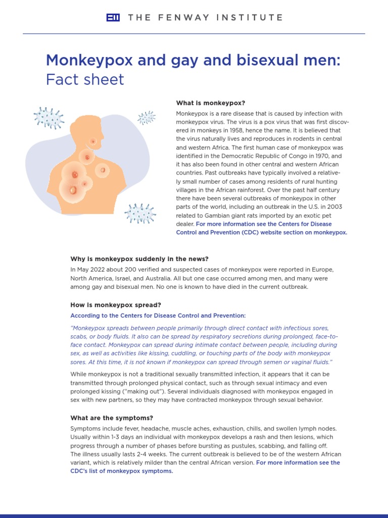 Monkey Pox Fact Sheet | PDF | Men Who Have Sex With Men | Immunology