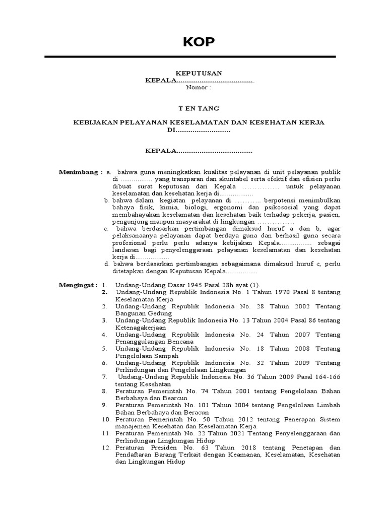 SK Kebijakan K3 | PDF