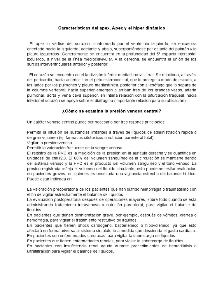 Características del apex cardíaco y su relación con otros órganos | PDF ...