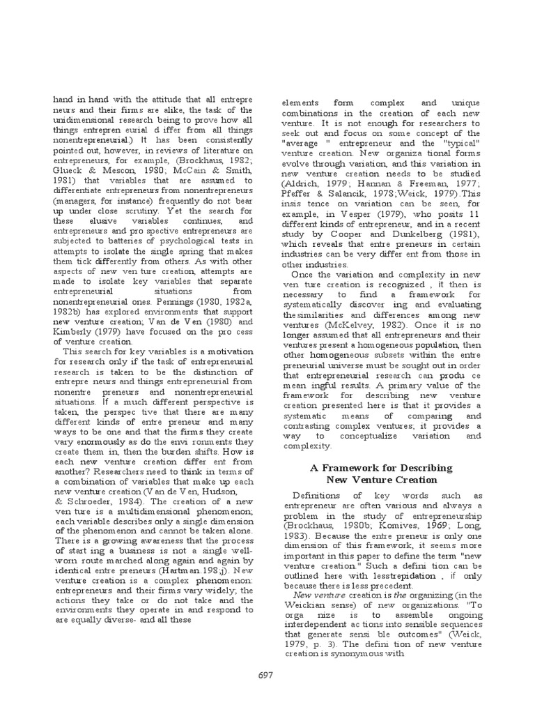 E E (C Ccain See ": A Framework For Describing New Venture Creation ...