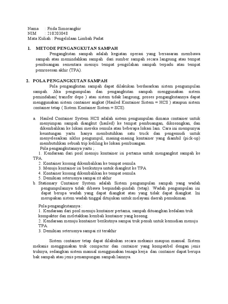 Sistem Pengangkutan Sampah Pdf