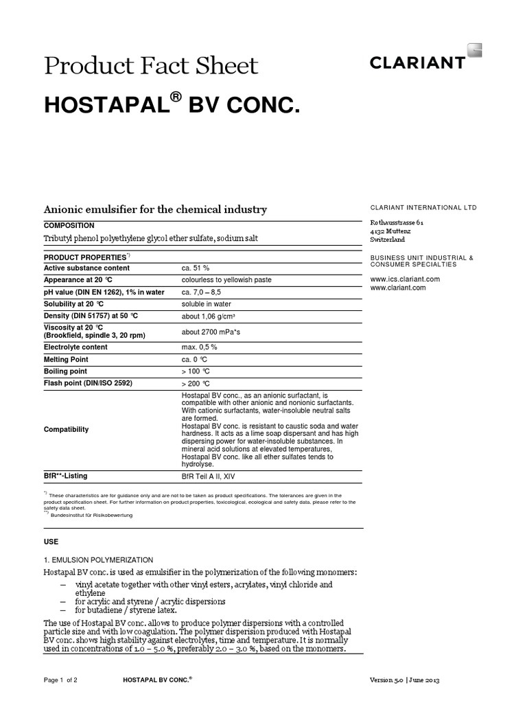 Hostapal BV Conc. Ataman Kimya 20201018 201455 | PDF | Polyvinyl ...