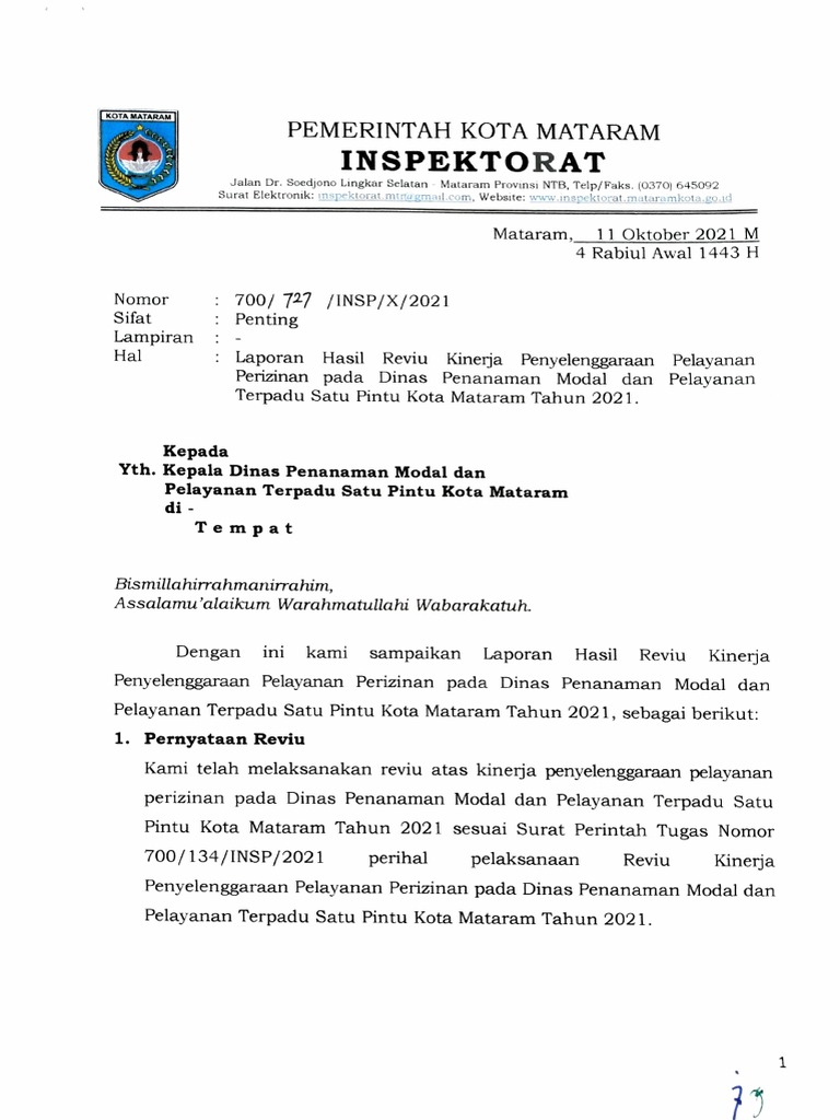 Reviu Kinerja Perijinan - 2021 | PDF