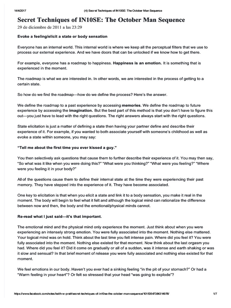 Secret Techniques of IN10SE: The October Man Sequence | PDF ...