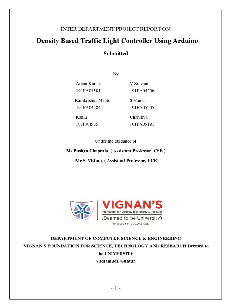 Density Based Traffic Light Controller Using Arduino: Inter Department ...