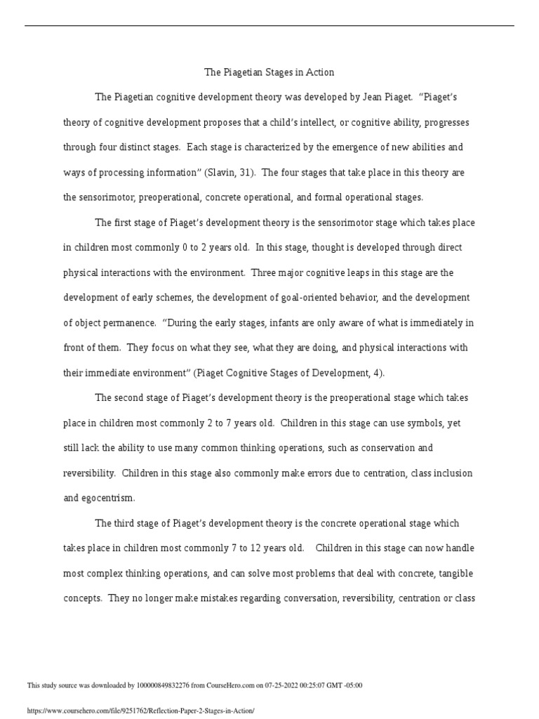 Reflection Paper 2 | PDF | Cognitive Development | Academic Discipline Interactions