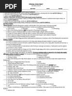 Personal Development (Practice Test) | PDF | Adolescence | Psychology