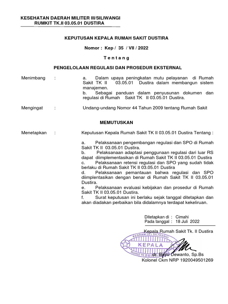 MRMIK 3.1 SK Pengelolaan Kebijakan Dan Prosedur Eksternal | PDF