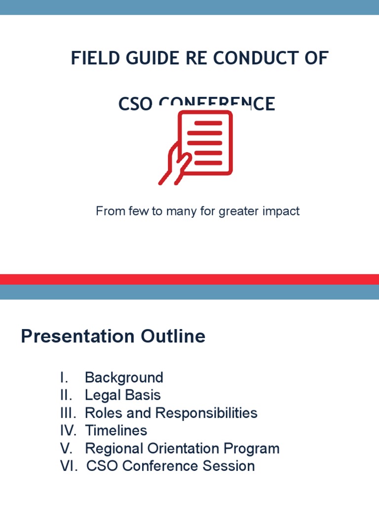 Field Guide Re Conduct of Cso Conference: From Few To Many For Greater ...