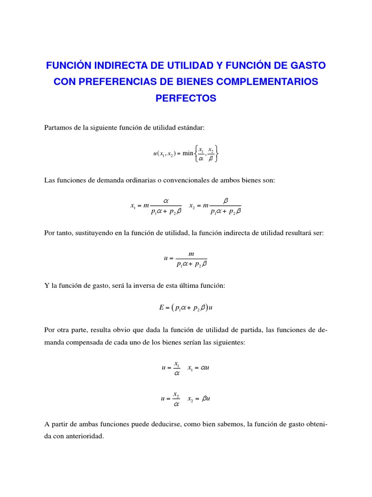 Ampliación Tema 07 01 Función Indirecta de Utilidad y Bienes ...