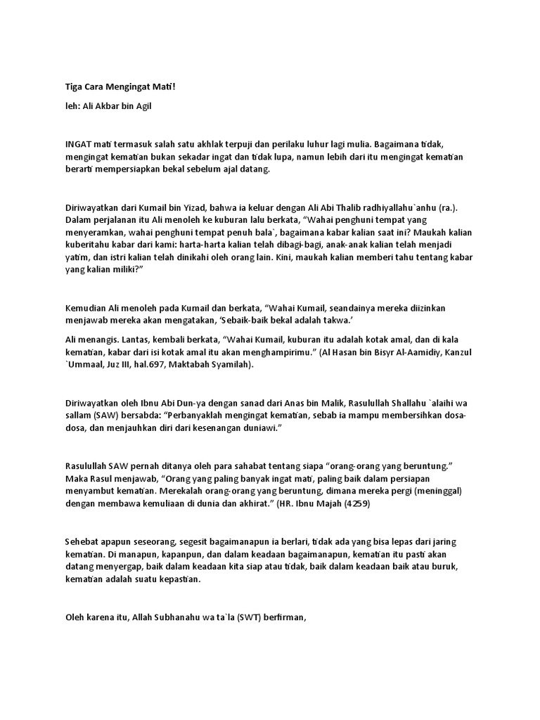 Tiga Cara Mengingat Mati | PDF