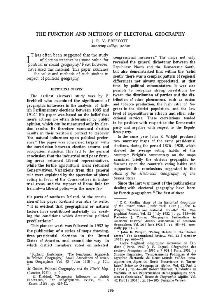 The Function and Methods of Electoral Geography | PDF | Elections | Geography