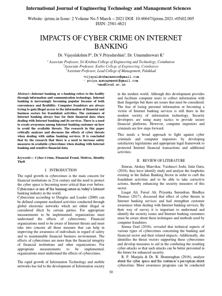 Impacts of Cyber Crime On Internet Banking | PDF | Cybercrime | Malware