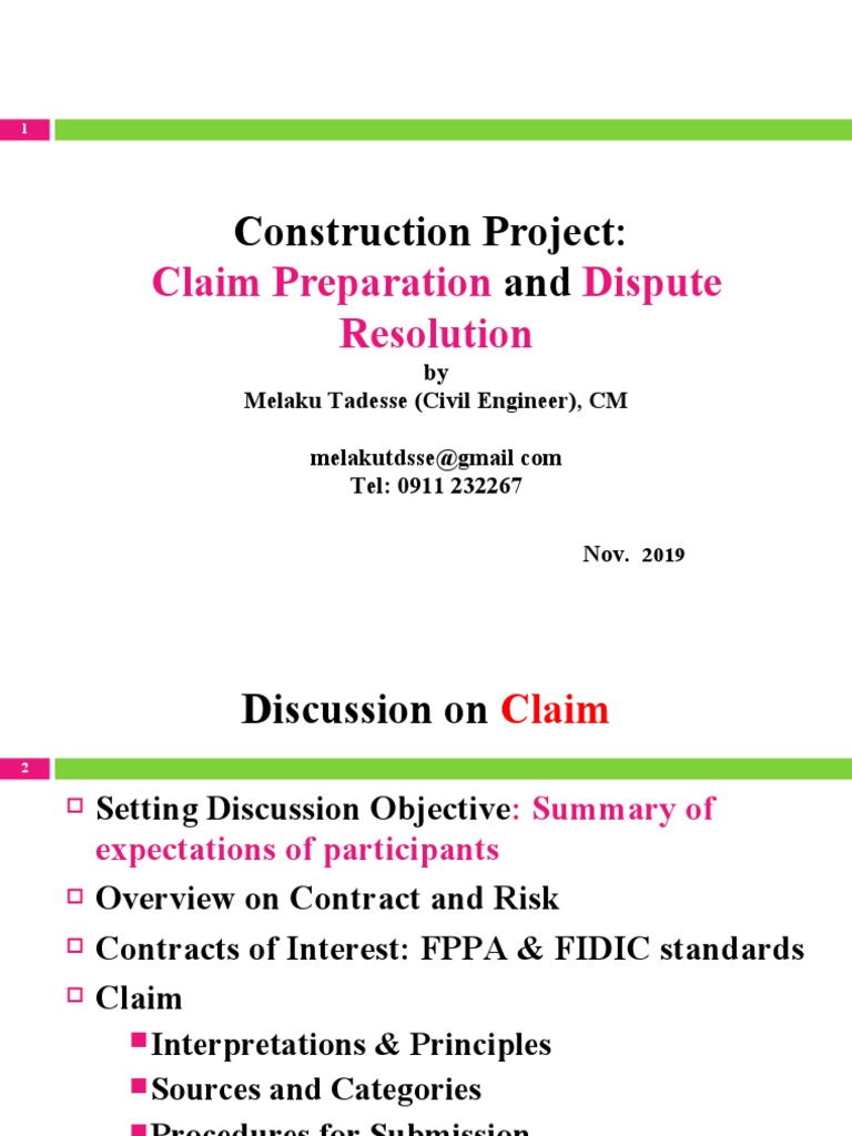 Construction Project: And: Claim Preparation Dispute Resolution | PDF ...