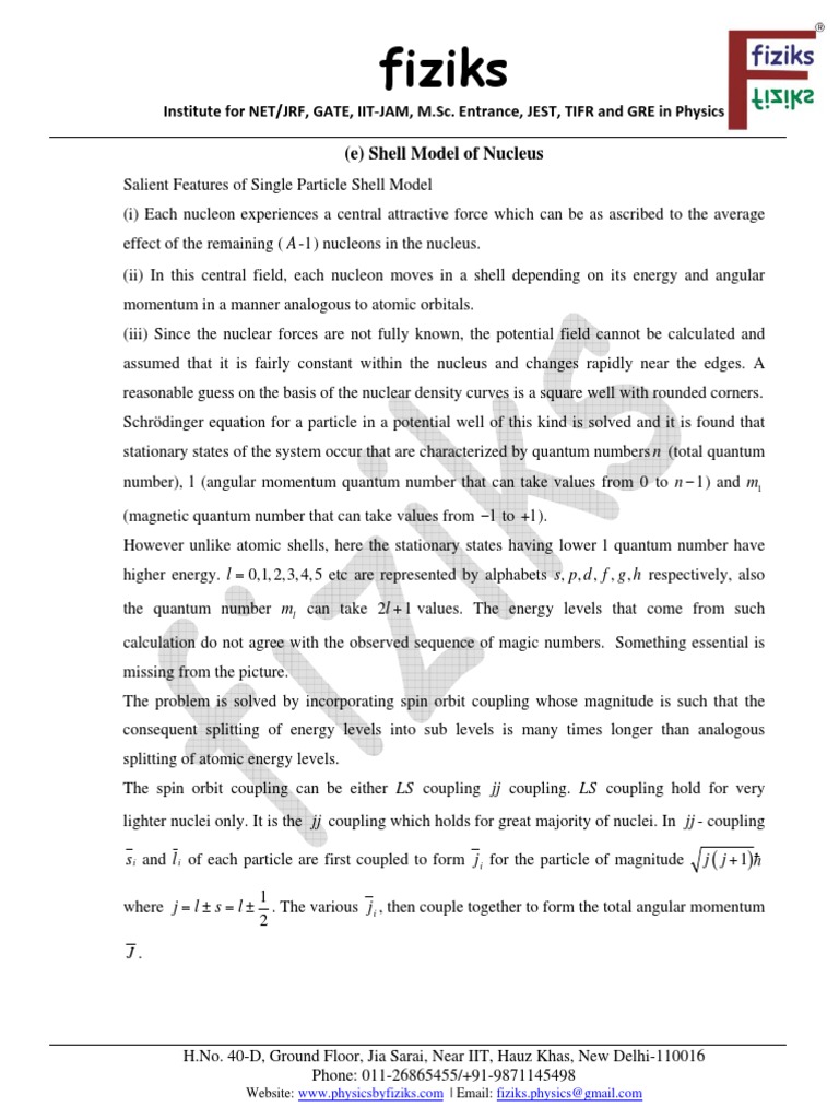 Shell Model of Nucleus | PDF | Atomic Nucleus | Atomic Orbital