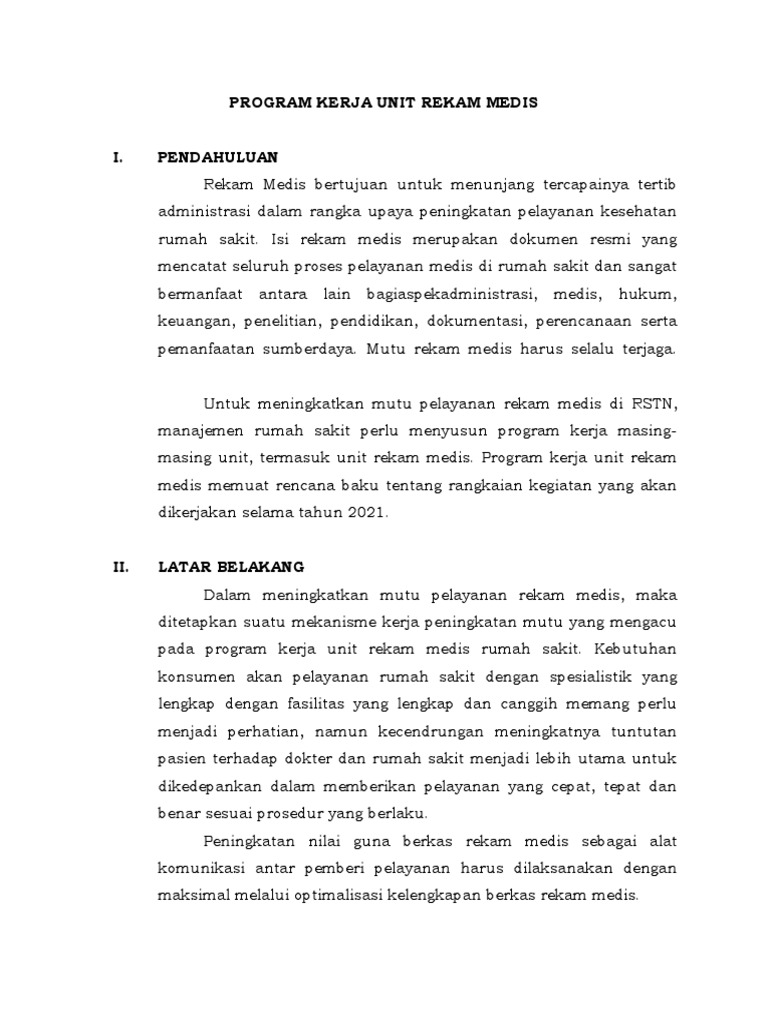 Program Kerja Unit Rekam Medis | PDF | Bisnis Program Kerja Unit Rekam Medis | PDF | Bisnis