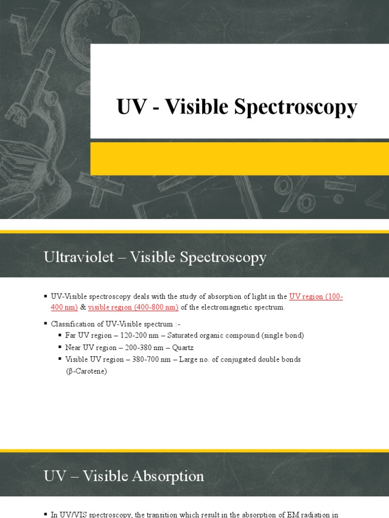 UV-Visible Spectroscopy Overview | PDF | Ultraviolet–Visible ...