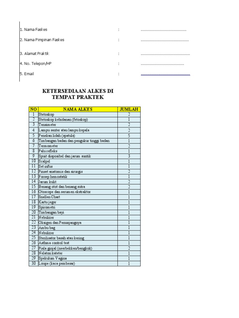 Alkes DPM (Dokter Praktek Mandiri) | PDF