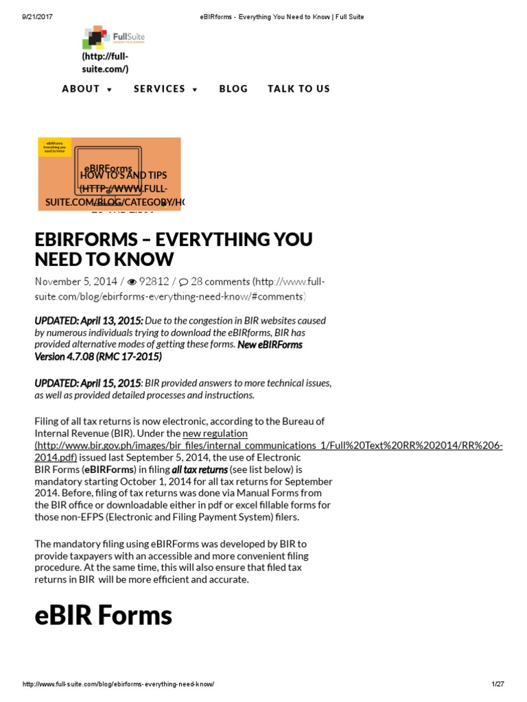 eBIRforms - Everything You Need To Know - Full Suite | PDF | Internet ...