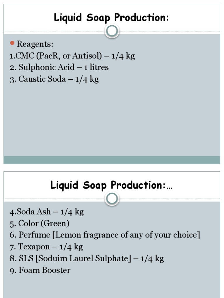 Liquid Soap Production Process Guide | PDF | Career & Growth | Self ...