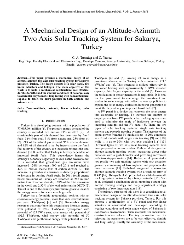 Altitude-Azimuth Design For 2 Axis Tracker | PDF | Photovoltaics ...