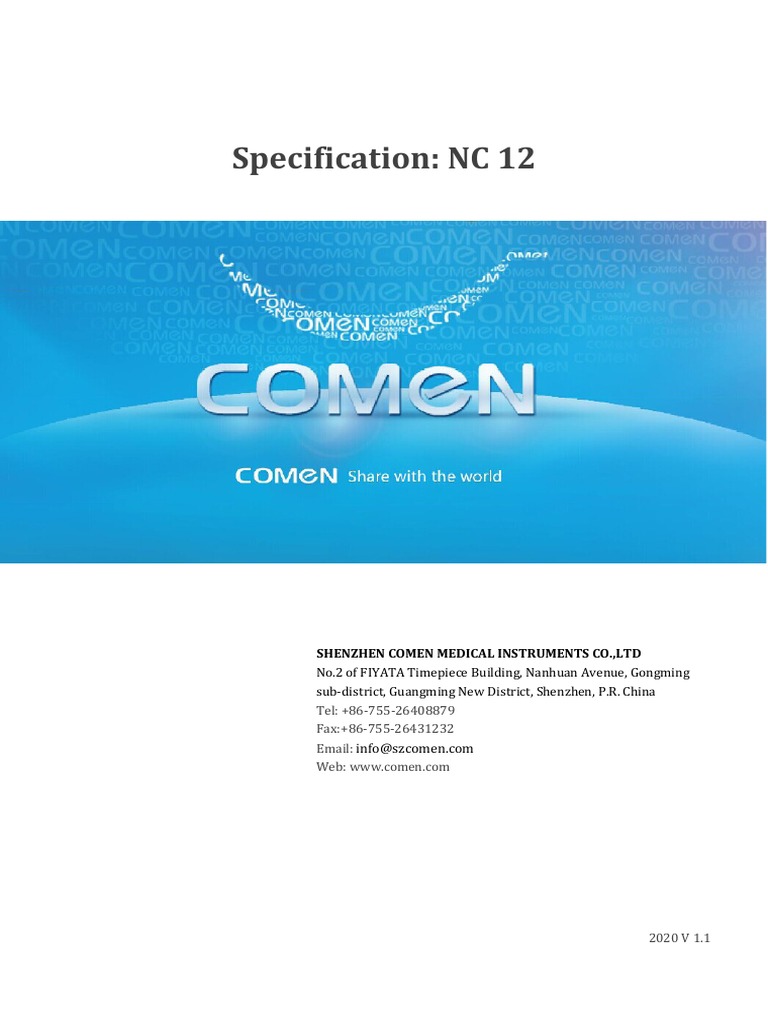 Specification: NC 12: Shenzhen Comen Medical Instruments Co.,Ltd | PDF ...