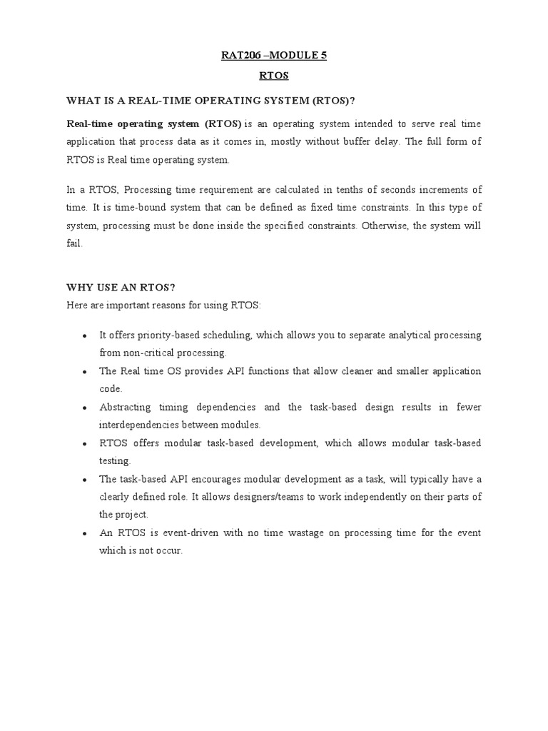 Module 5.2 Notes - RTOS | PDF | Real Time Computing | Operating System Module 5.2 Notes - RTOS | PDF | Real Time Computing | Operating System