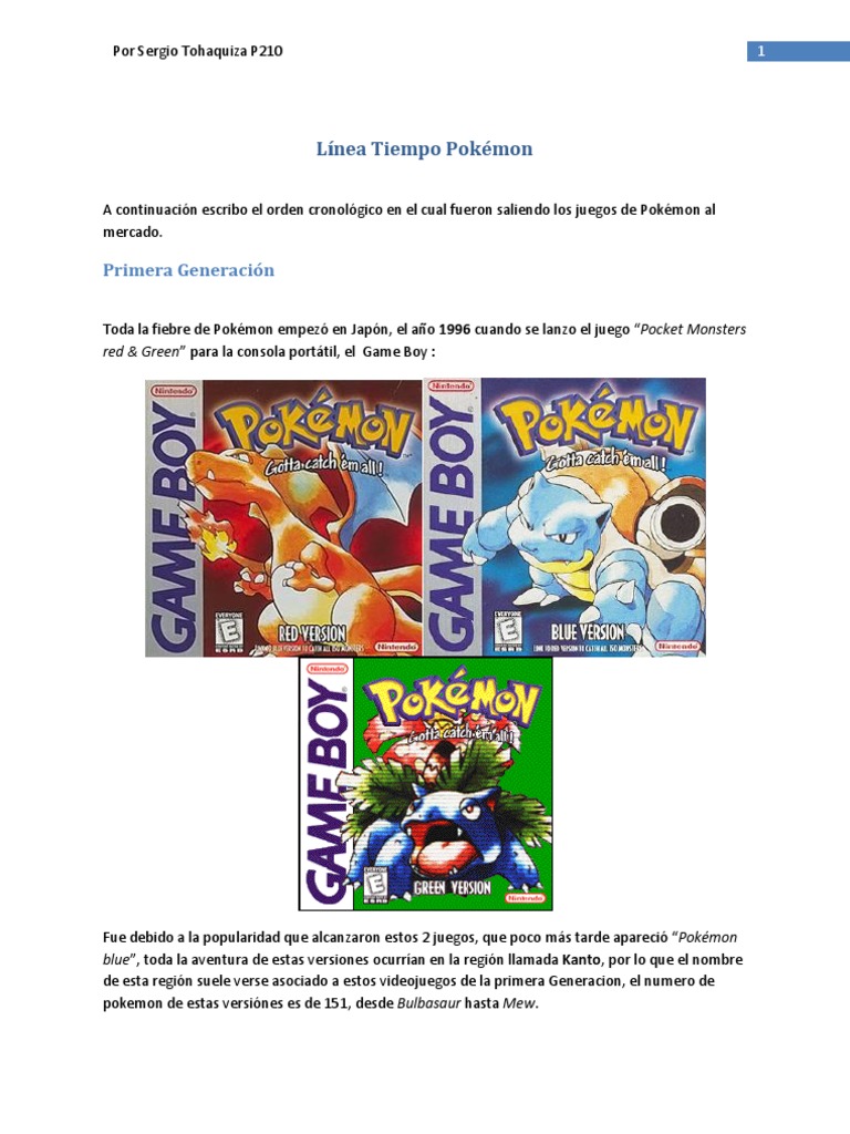 Pokemon Timeline | PDF | Pokémon | Videojuegos