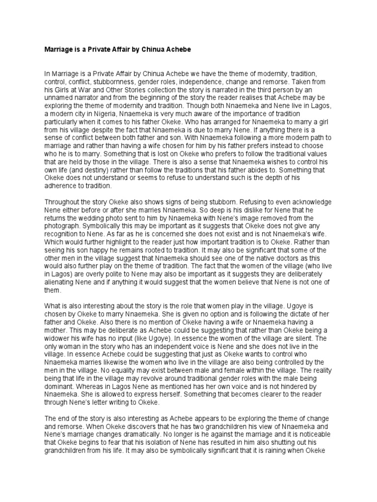 Marriage Is A Private Affair | PDF | Traditions