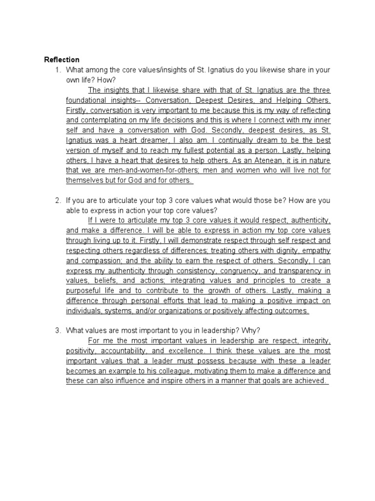 Ignatian Leadership Reflection | PDF