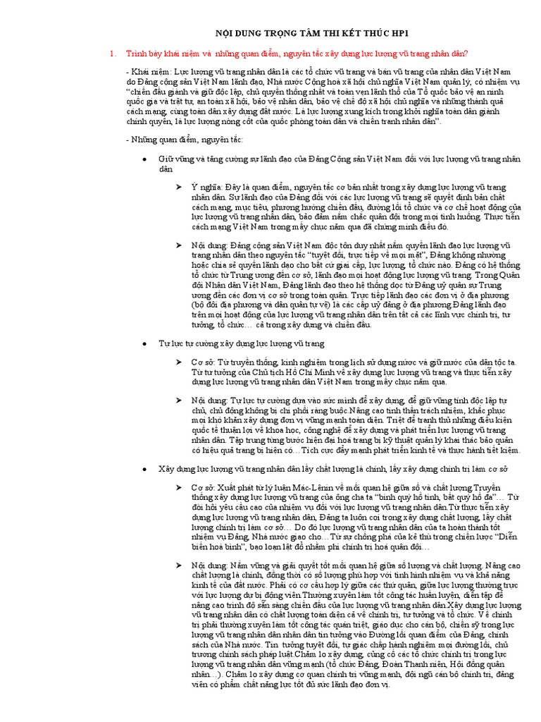 Nội Dung Ôn Thi HP1+2 Trọng Tâm | PDF